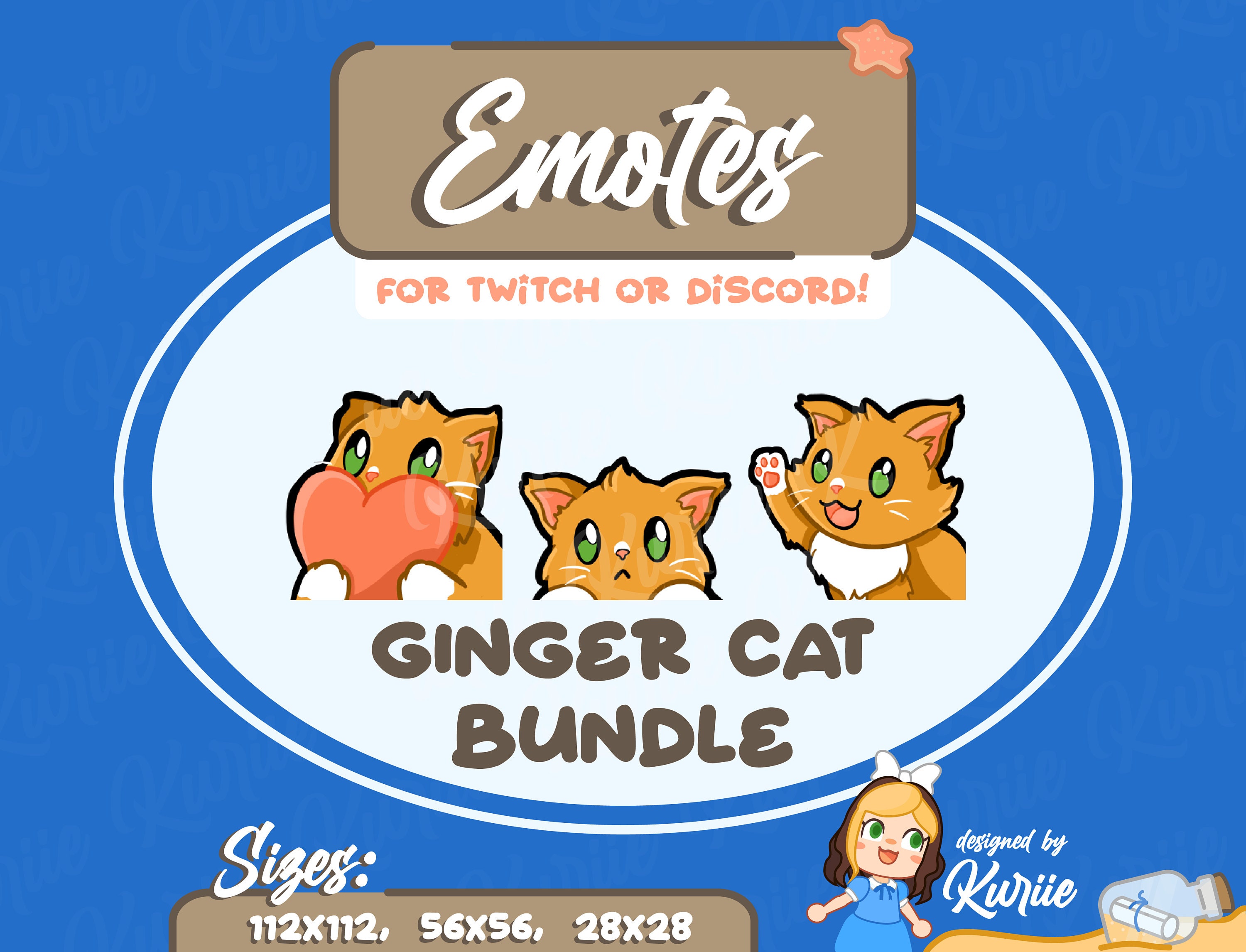 Ginger Cat Emote Bundle - WAVE, LURK, LOVE - pour Twitch & Discord ...
