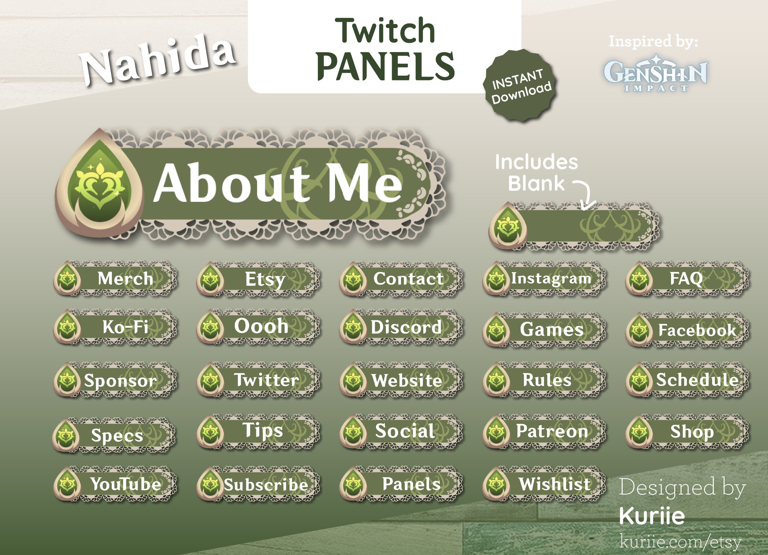 25 Nahida- Genshin Impact Inspired Panels (dendro) | Twitch | - INSTANT ...
