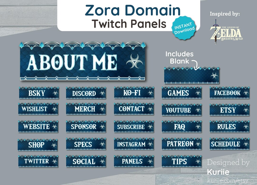 24 Zora's Domain Style Panels (zelda Botw) | Twitch | - INSTANT ...