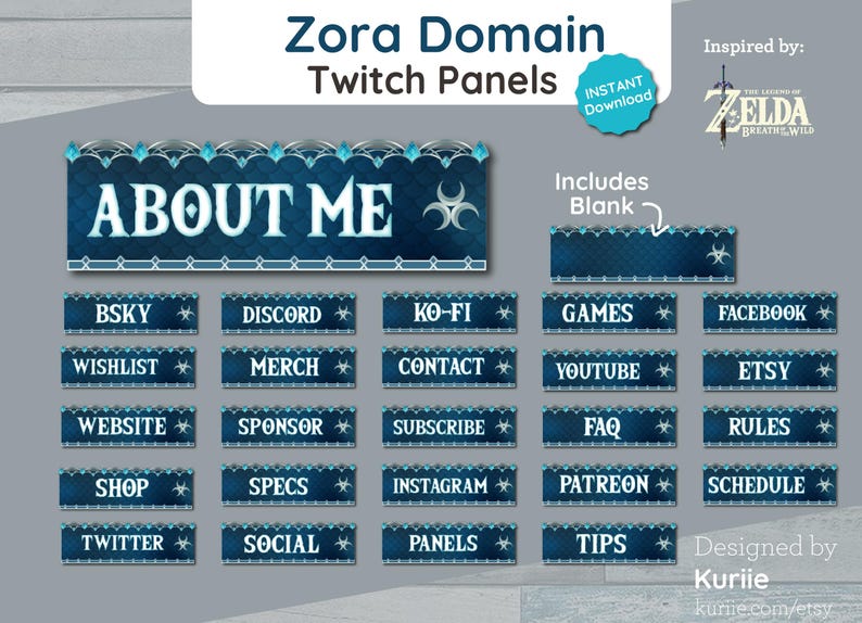 24 Zora's Domain Style Panels (zelda Botw) | Twitch | - INSTANT ...
