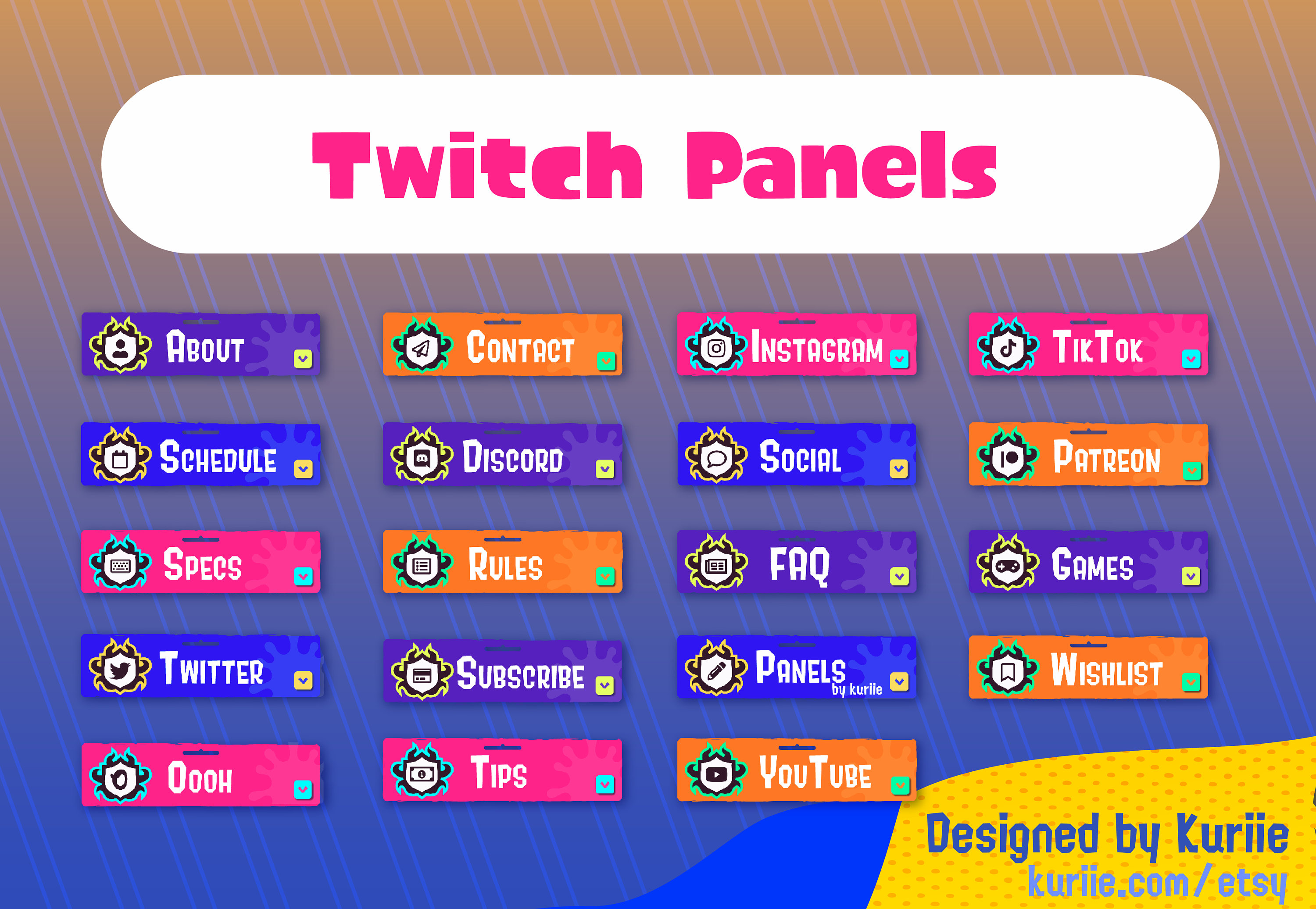 18 Splatoon Style Twitch Panels - INSTANT DOWNLOAD! - Etsy