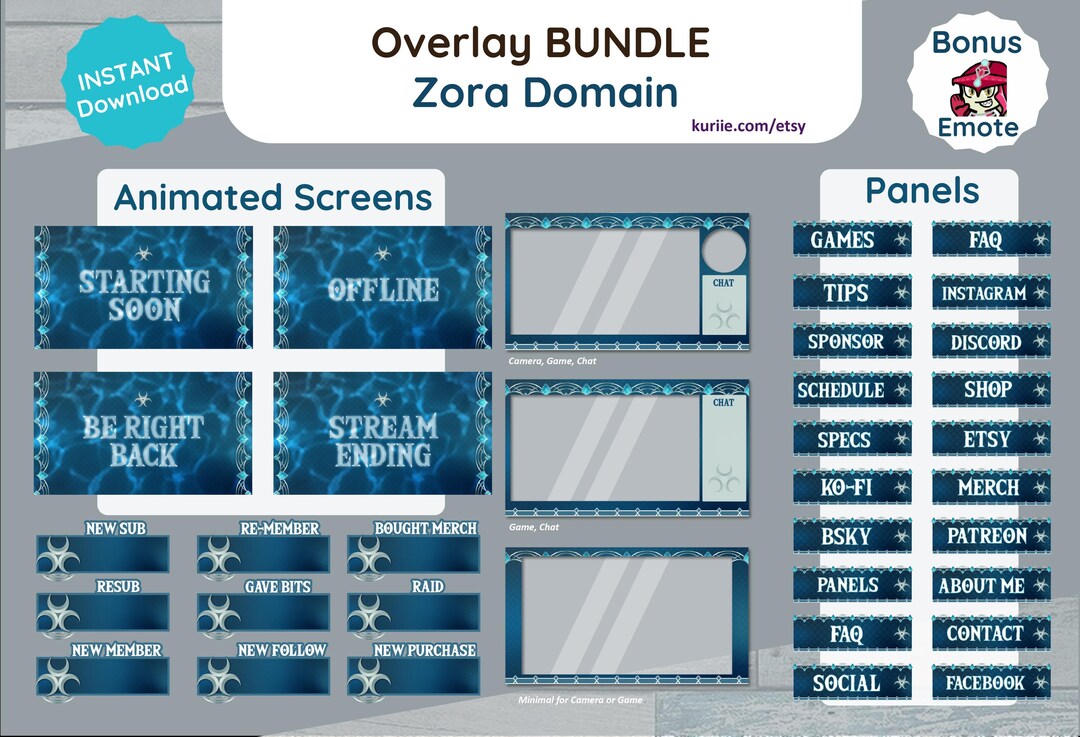 Zora's Domain (zelda Botw) Stream Package Bundle | Animated Screens ...