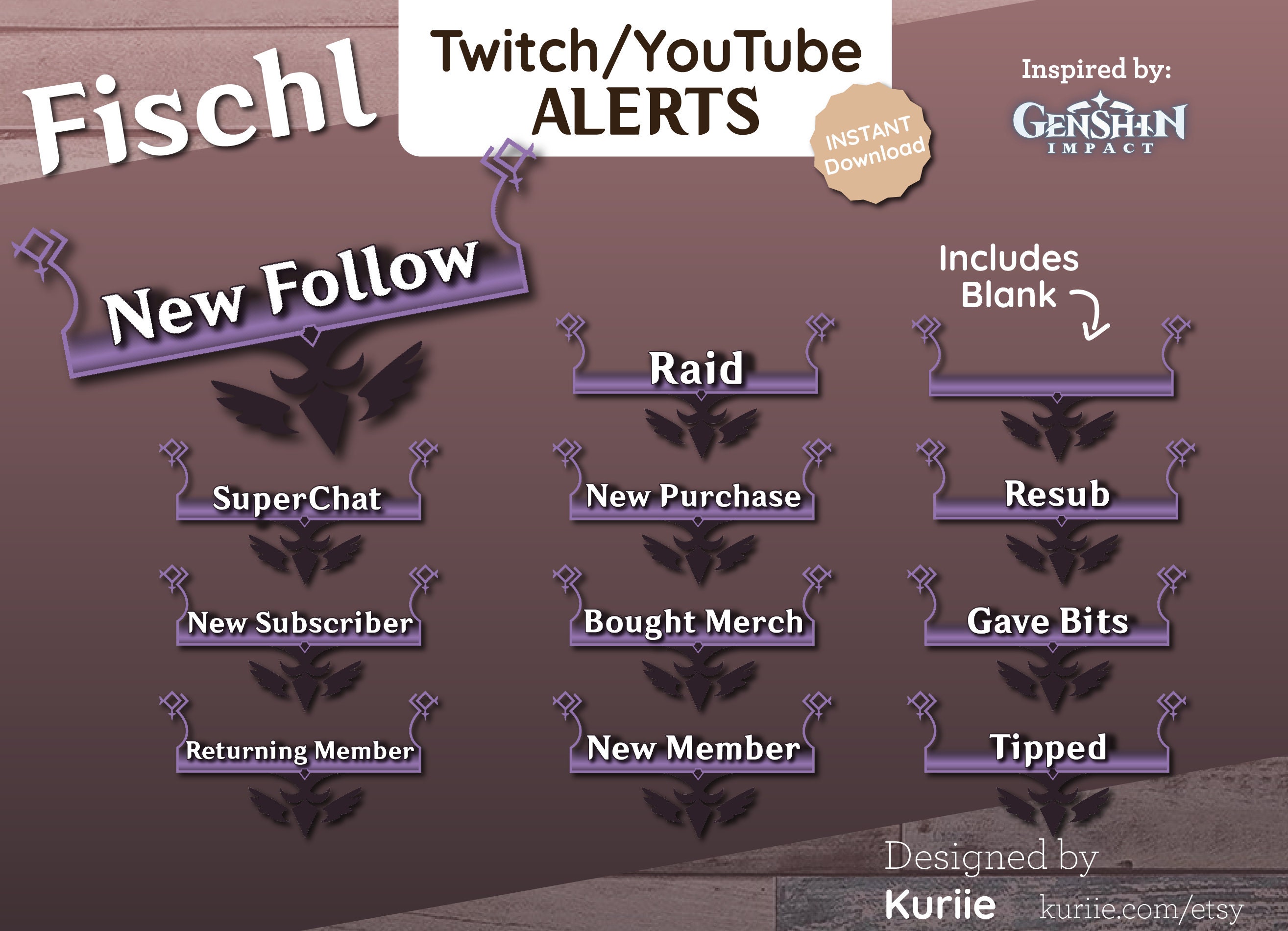 12 Fischl - Genshin Impact Inspired Static Alerts | for Twitch and ...