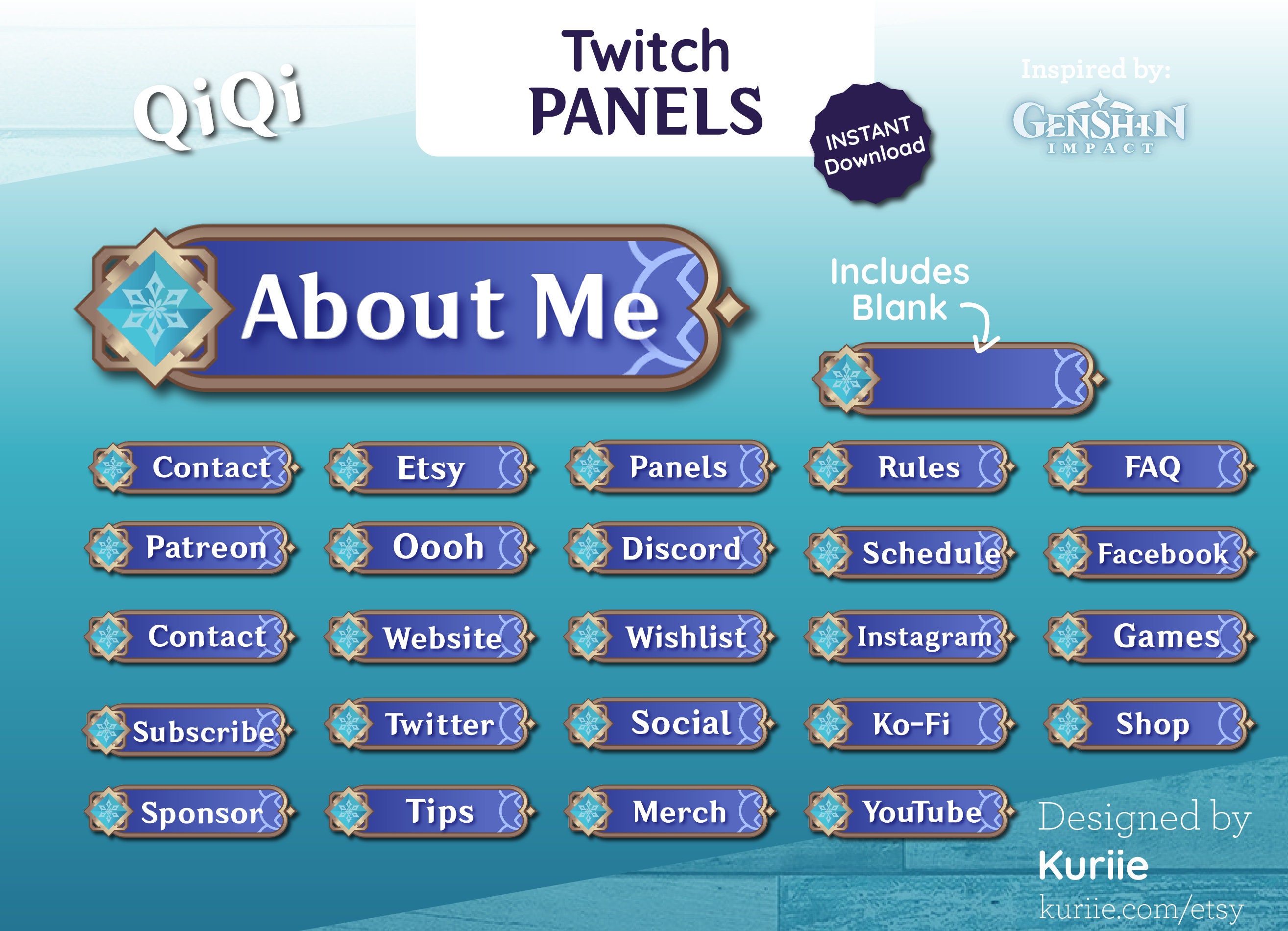 25 Qiqi- Genshin Impact Inspired Panels (cryo) | Twitch | - INSTANT ...