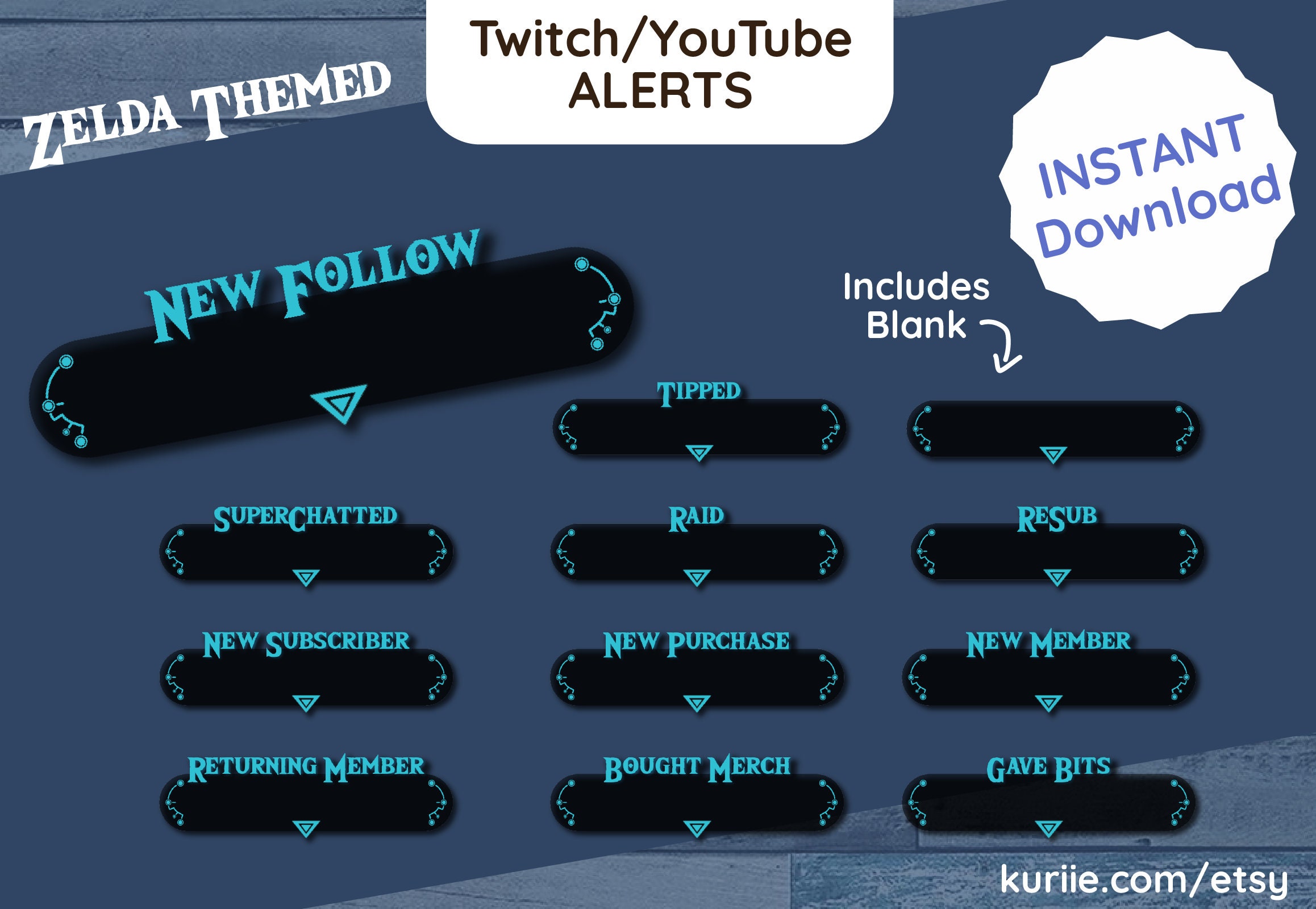 12 Zelda Totk/botw Style Static Alerts breath of the Wild BLUE for ...