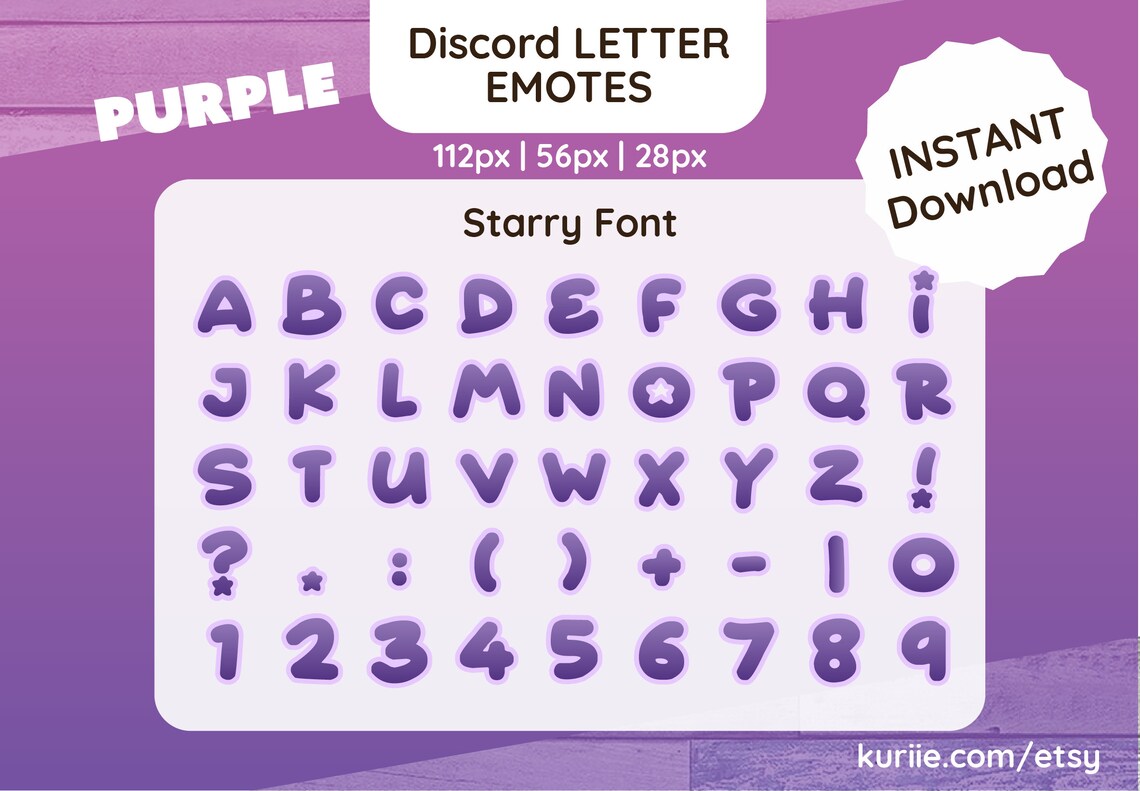 45 Discord LETTER Emotes -purple Starry Design - INSTANT DOWNLOAD - Etsy
