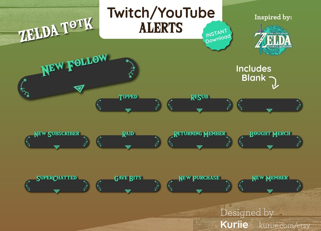 12 Zelda Botw/totk Style Static Alerts (tears of the Kingdom - GREEN ...
