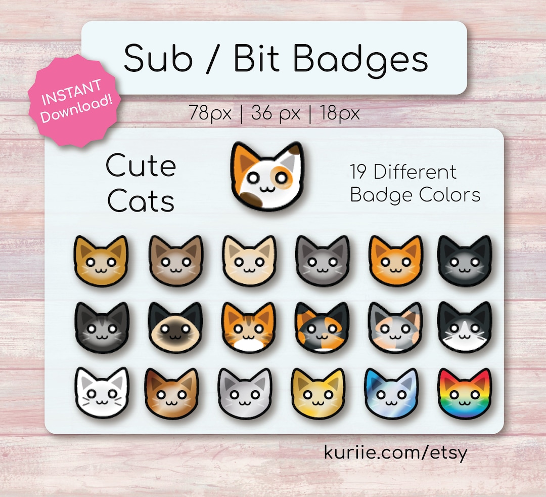18 Kitty Cats Sub / Bit Badges - INSTANT DOWNLOAD! - Etsy