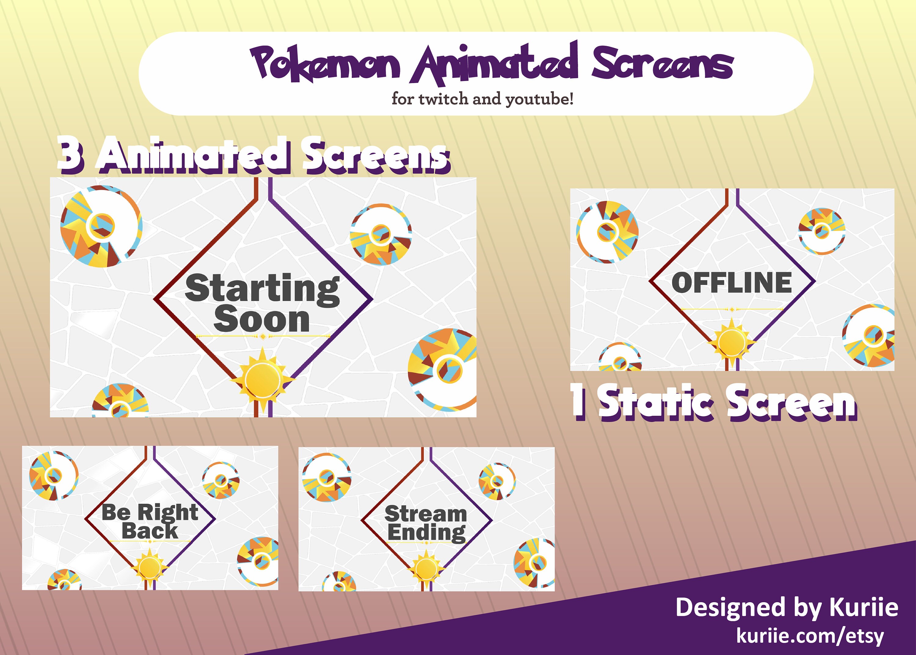 Pokémon Scarlet / Violet Stream Overlay Package | Animated Screens ...