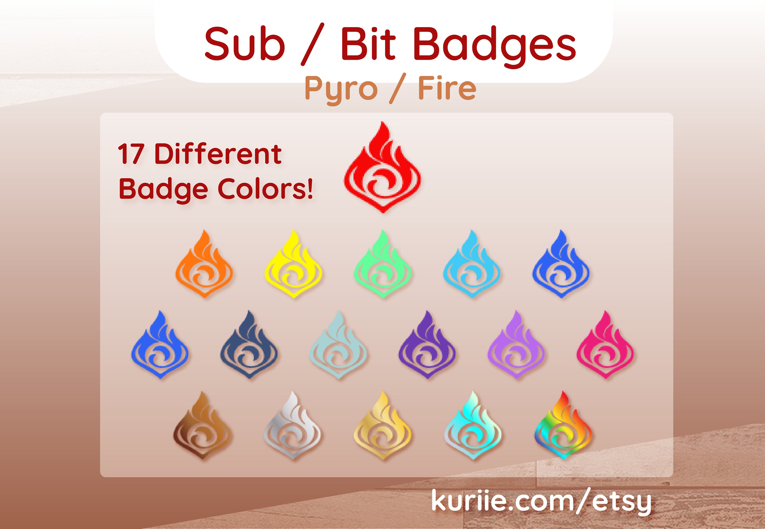 17 Pyro Fire Sub / Bit Badges - INSTANT DOWNLOAD! Inspired by Genshin ...