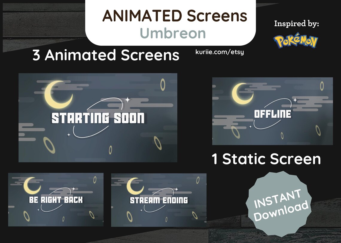 Umbreon Pokémon Inspired Animated Screens - INSTANT DOWNLOAD! - Etsy