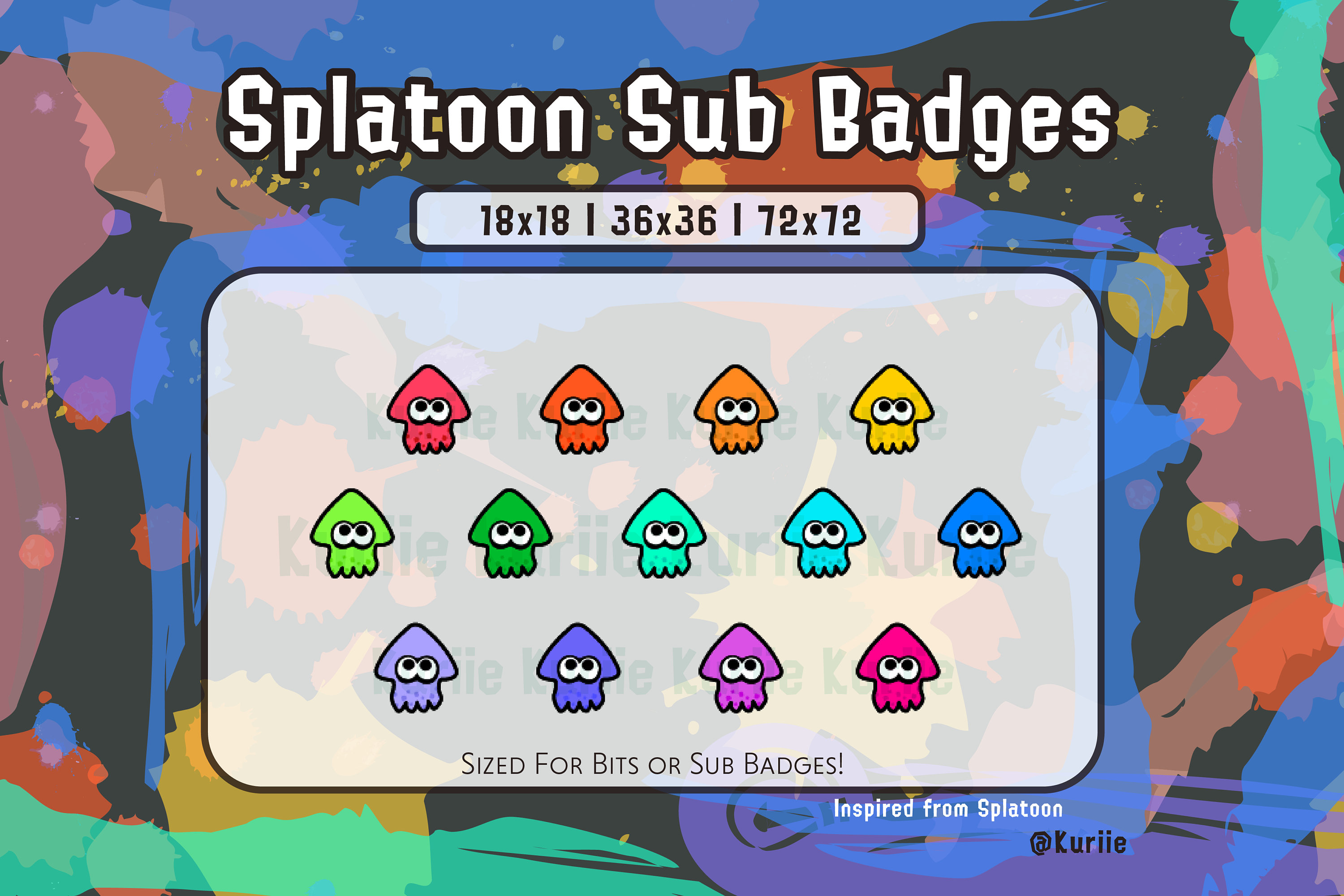 13 Splatoon Style Sub Badges (squids) - INSTANT DOWNLOAD! - Etsy
