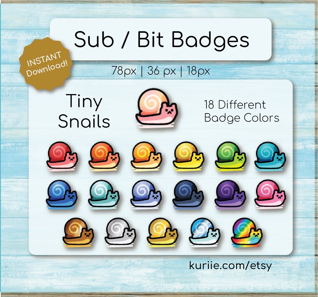 18 Snail Sub / Bit Badges - INSTANT DOWNLOAD! - Etsy