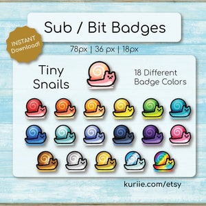 18 Snail Sub / Bit Badges - INSTANT DOWNLOAD! - Etsy