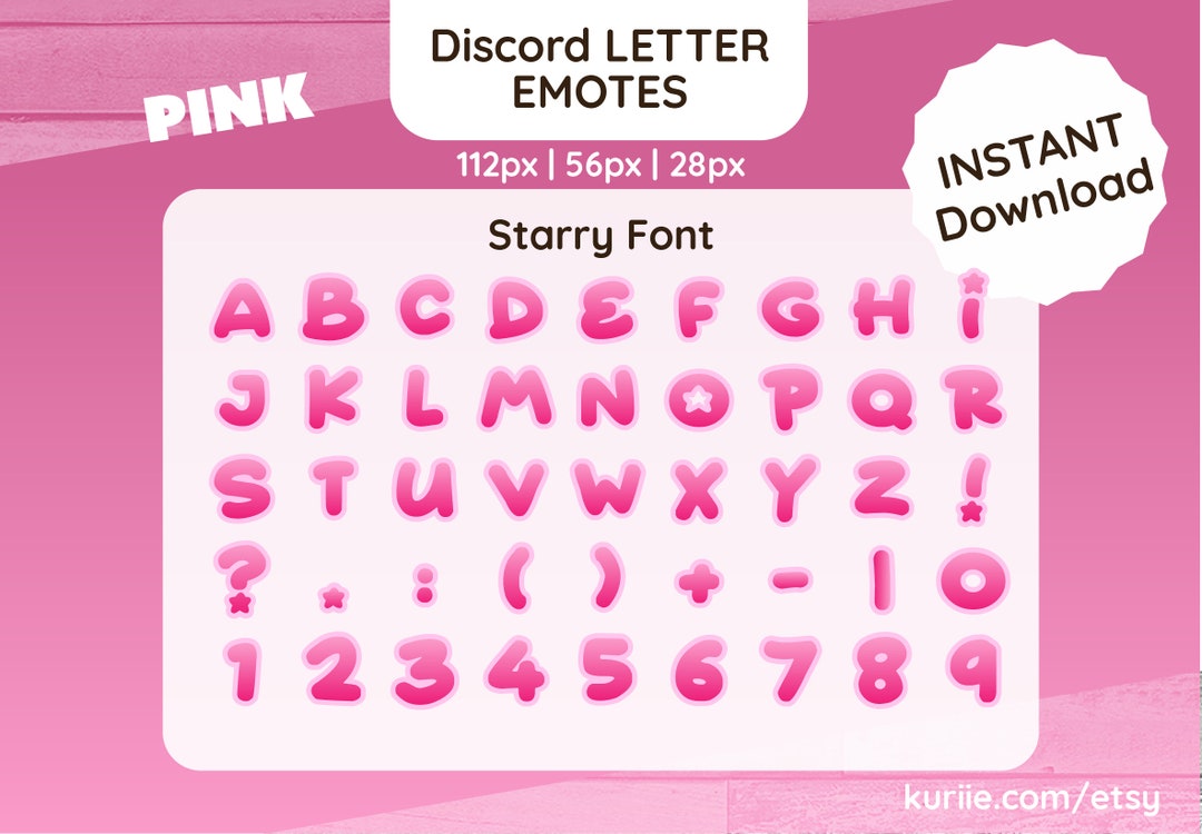 45 Discord LETTER & Number Emotes -pink Starry Design - INSTANT ...
