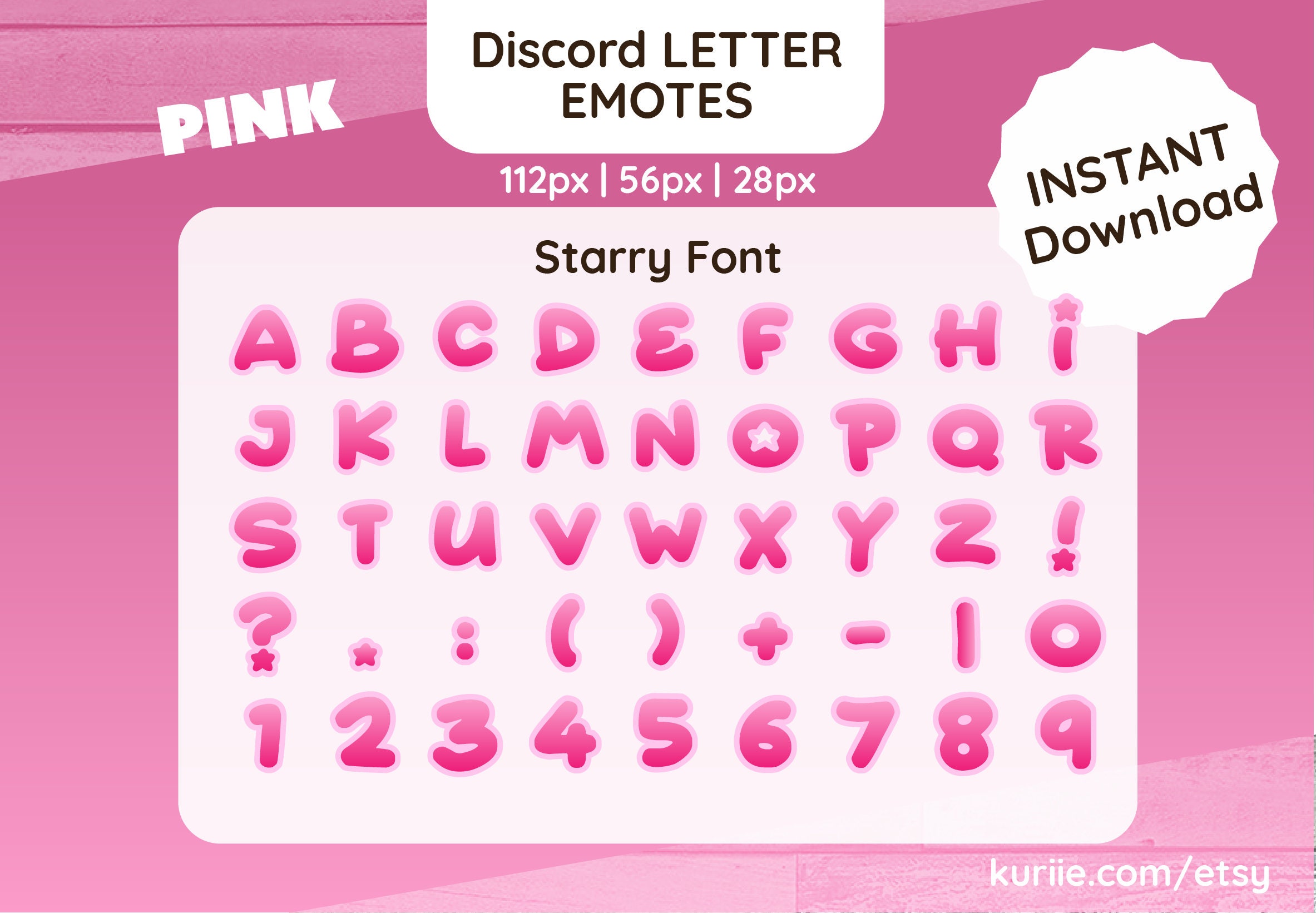45 Discord LETTER & Number Emotes -pink Starry Design - INSTANT ...