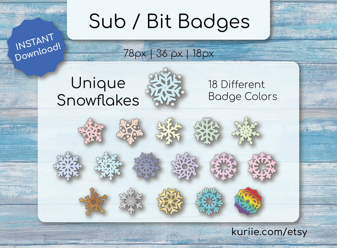 17 UNIQUE Snowflake Sub / Bit Badges - INSTANT DOWNLOAD! - Etsy