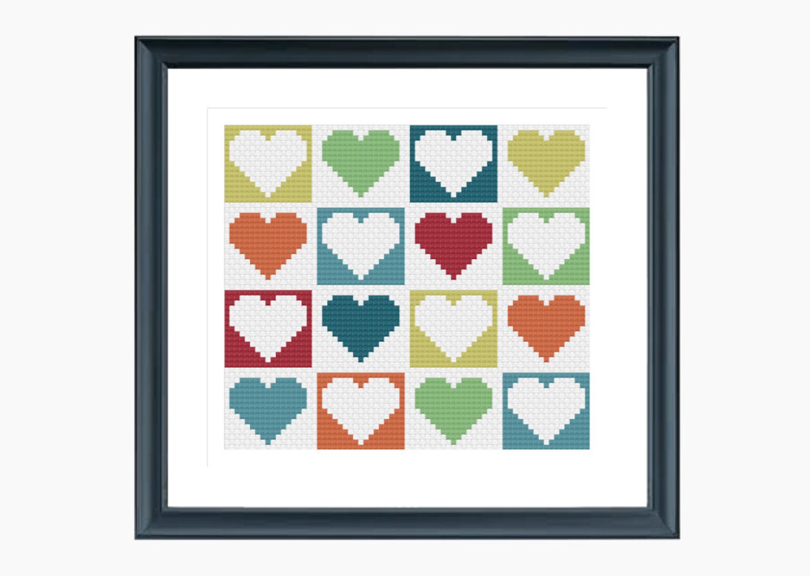 Cross Stitch Pattern, Modern Cross Stitch, MODERN HEARTS Cross Stitch ...