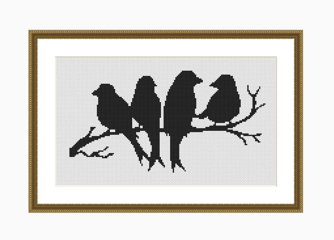 BIRD SILHOUETTE, Modern Cross Stitch Pattern, Downloadable Cross Stitch ...