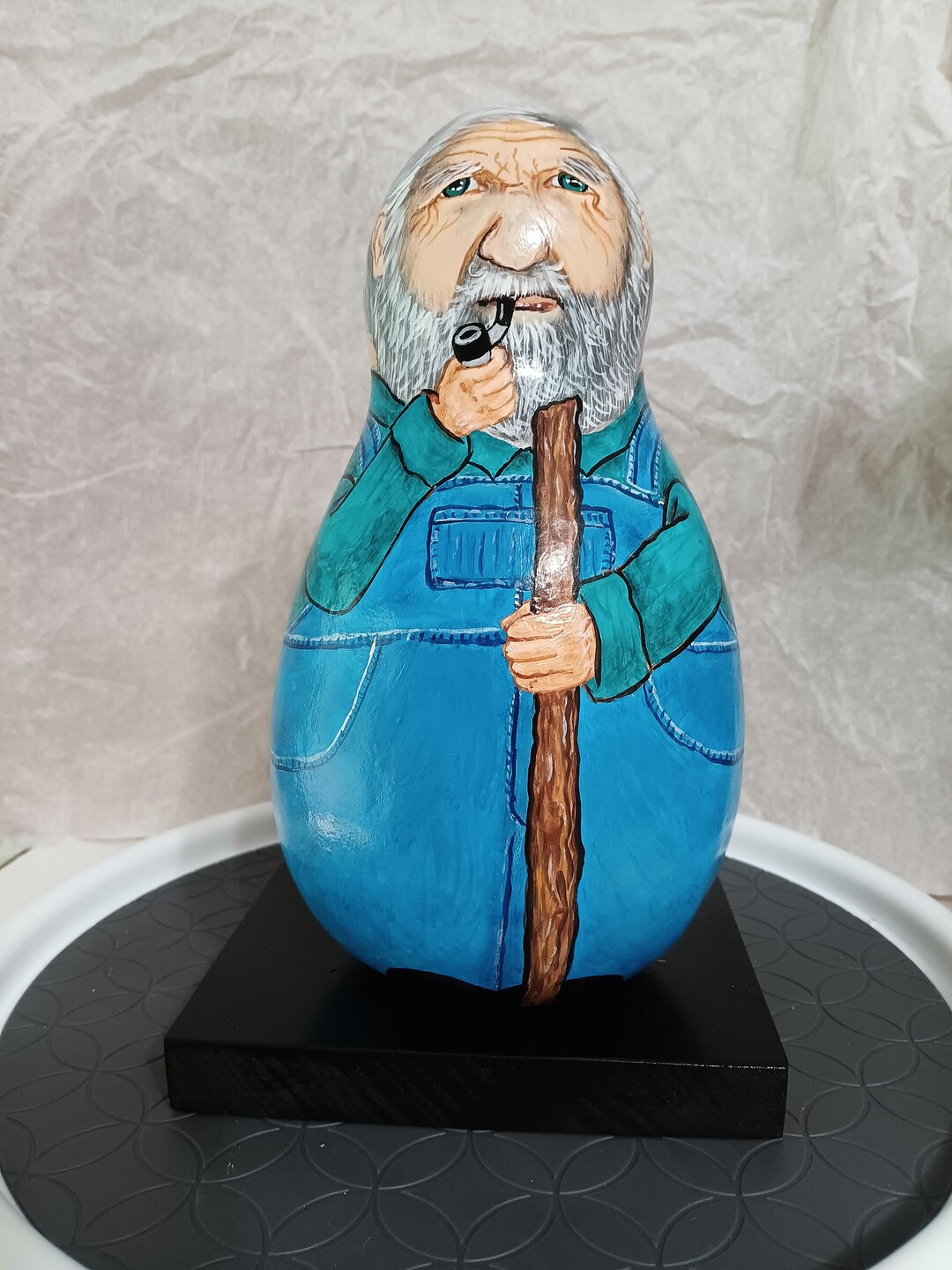 Gourd Art, Painted Gourd Character Named Paw, Painted Gourds, Unique ...