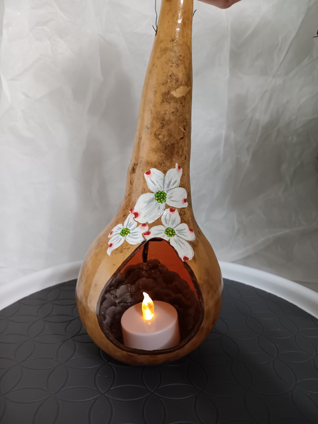 Lighted Dipper Gourd Decoration With Candle, Home Decor, Gourd Wall ...