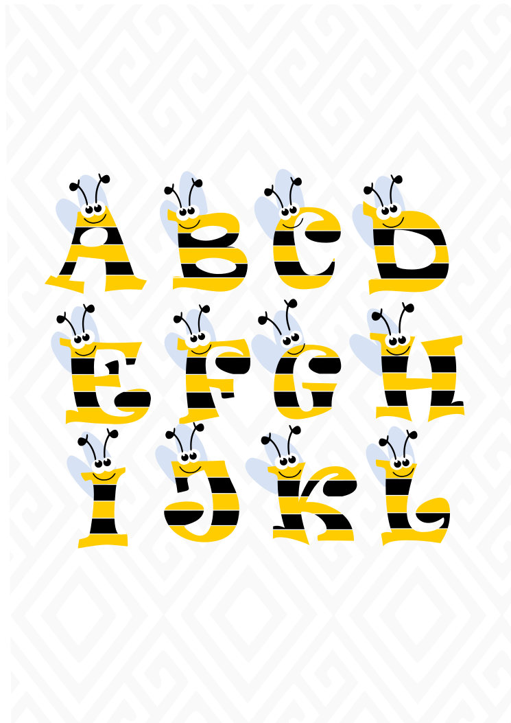 Bee Monogram Letters A Z SVG EPS Ai Png and Pdf Cutting | Etsy