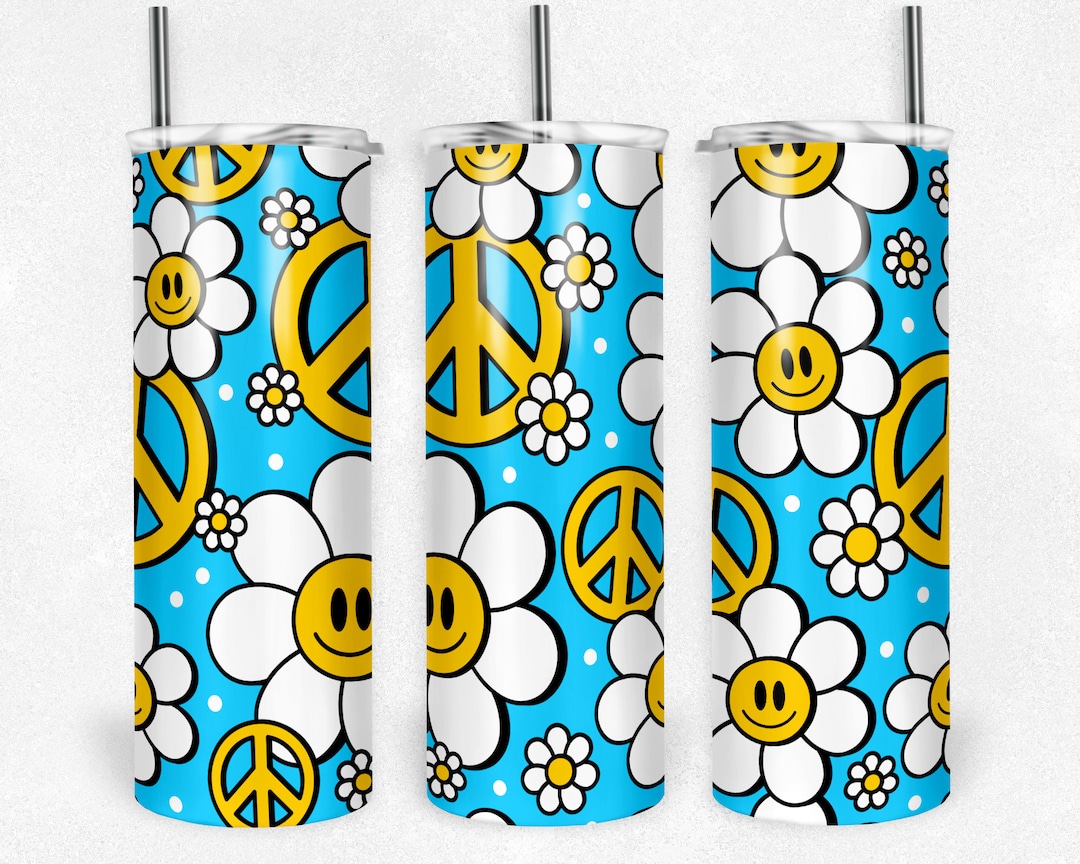 Tumbler Wrap, Smiley Face Tumbler Design, Hippie Tumbler Design ...