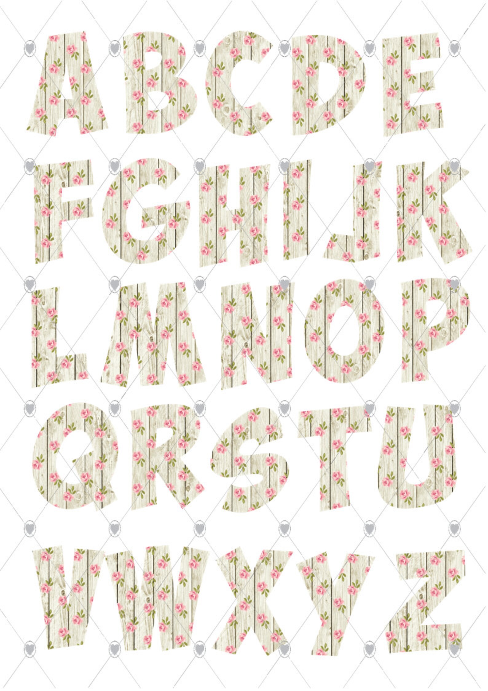 Shabby Chic Letters Sublimation Letters PNG Shabby Chic - Etsy