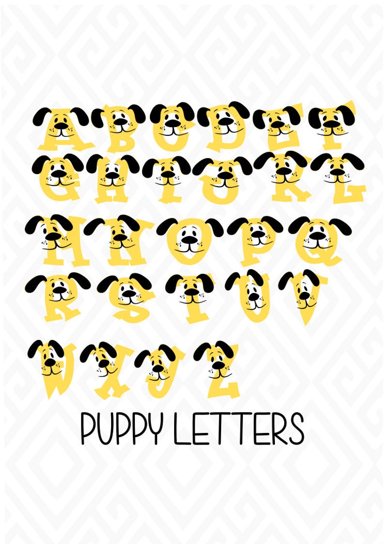 Puppy Alphabet A Z SVG DXF PNG Jpeg Eps Ai and Pdf | Etsy