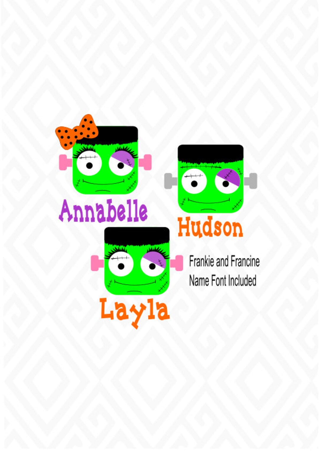 Frankie and Francine;alphabet Letters Included Halloween; SVG, DXF, EPS ...