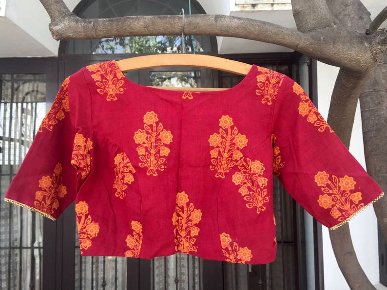 PARUTHI Sari Saree Blouse / Crop Top Ajrak Print Batik - Etsy