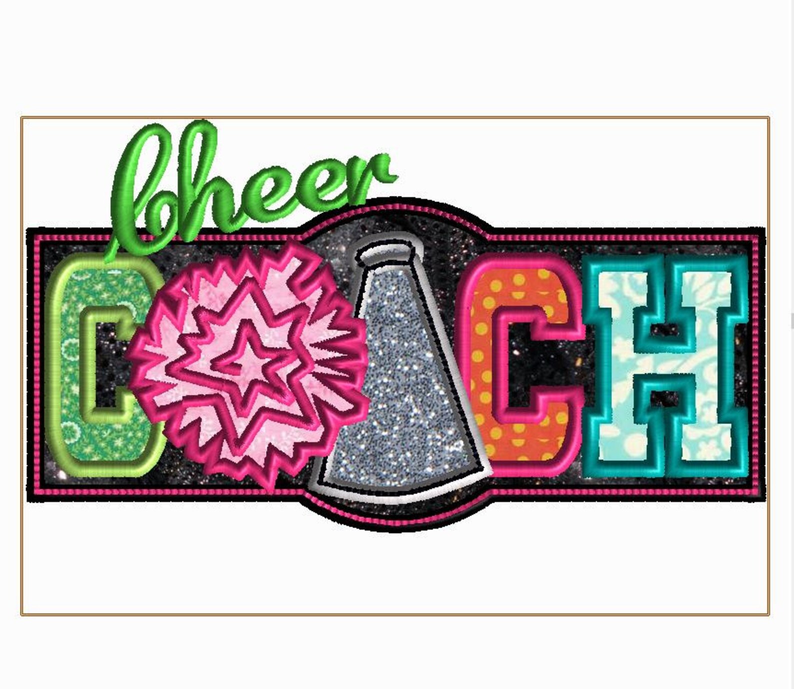8x12 Hoop CHEER COACH Applique Lovers Delight Applique Patch - Etsy