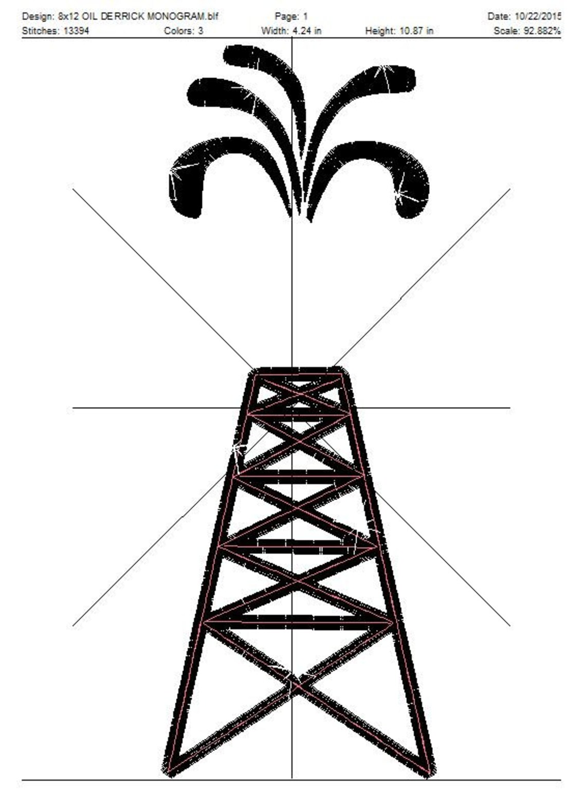 OIL RIG EMBROIDERY With Space for 2.5 Monogramming. Fits | Etsy