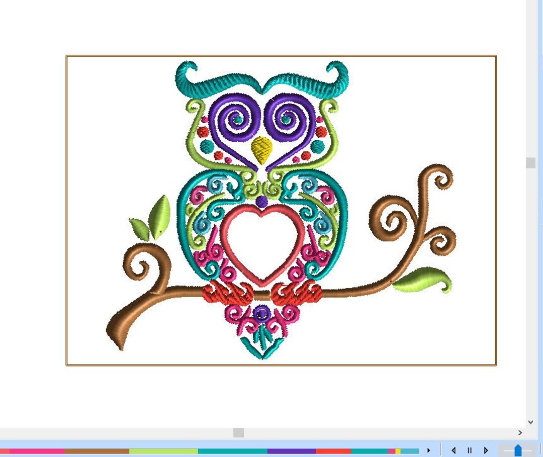 5x7 SWIRLY OWL Embroidery Design, Satin and Weave Fill. Machine ...