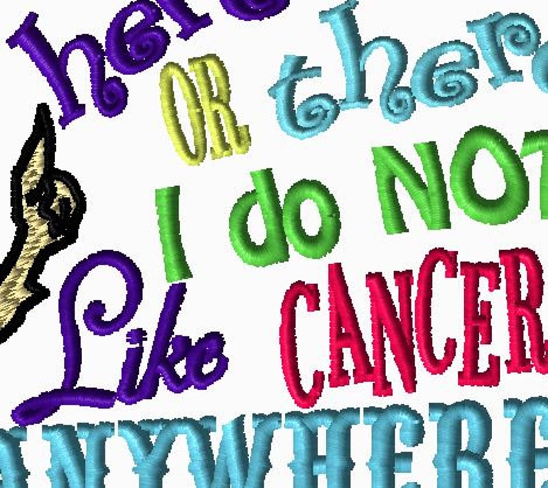 5x7 Dog Design, I Don't Like Cancer. 5x7 Fill Stitch Embroidery. Cancer ...