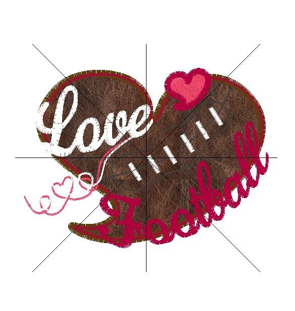 5x7 Adorable LOVE FOOTBALL HEART Applique Design for Embroidery Machine ...