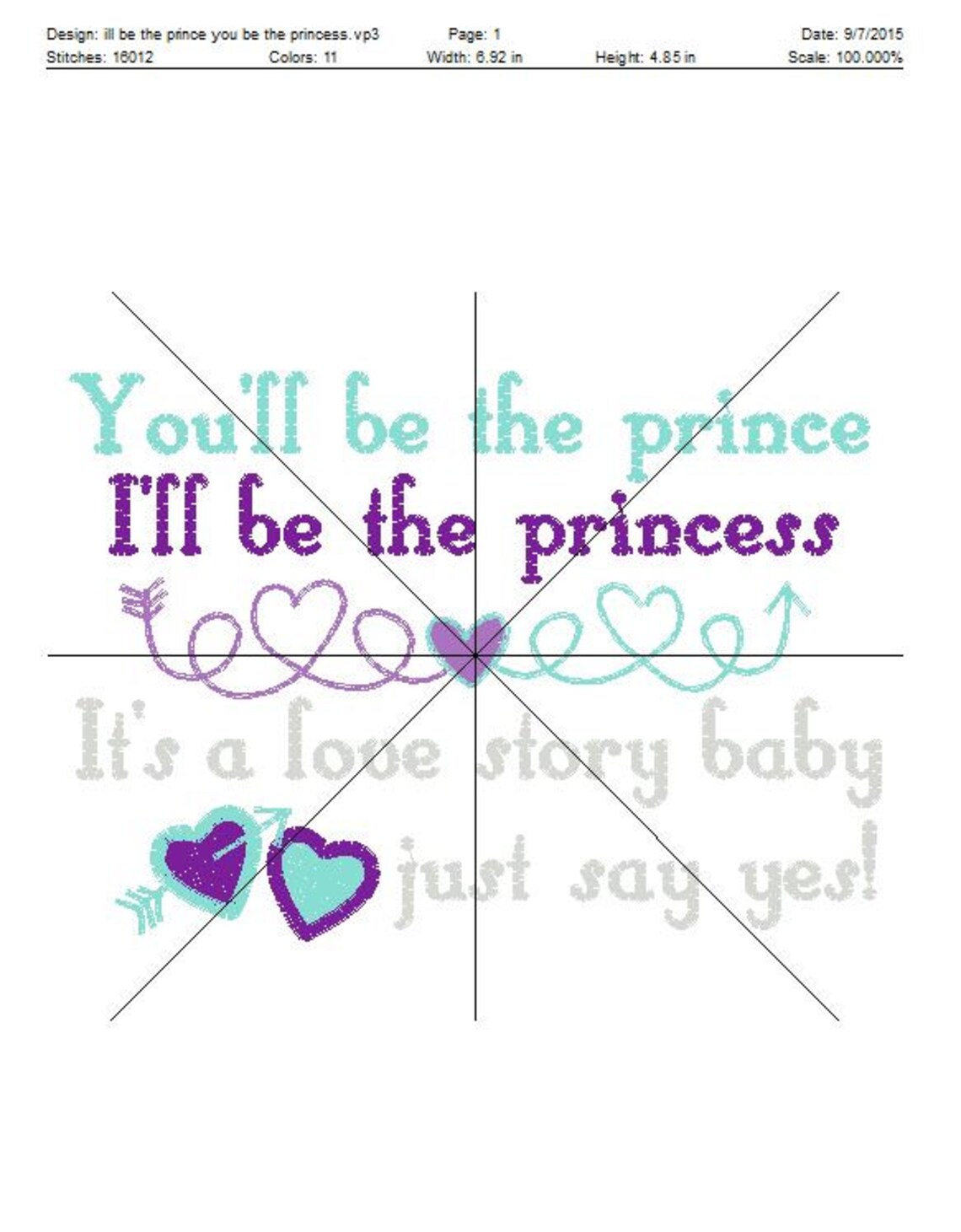 You'll Be the PRINCE, I'LL Be the Princess! 5x7embroidery Design ...