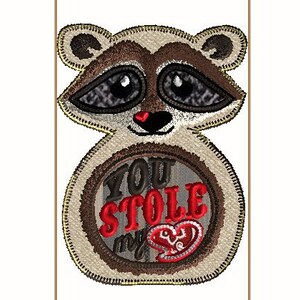 7X12 VALENTINE'S Raccoon You Stole My Heart, in the Hoop Embroidery ...