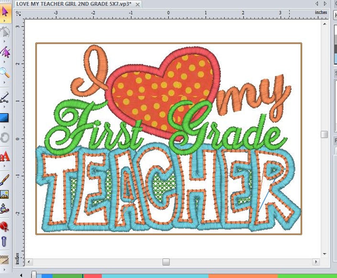 FIRST GRADE TEACHER Love- I Love My First Grade Teacher Embroidery ...