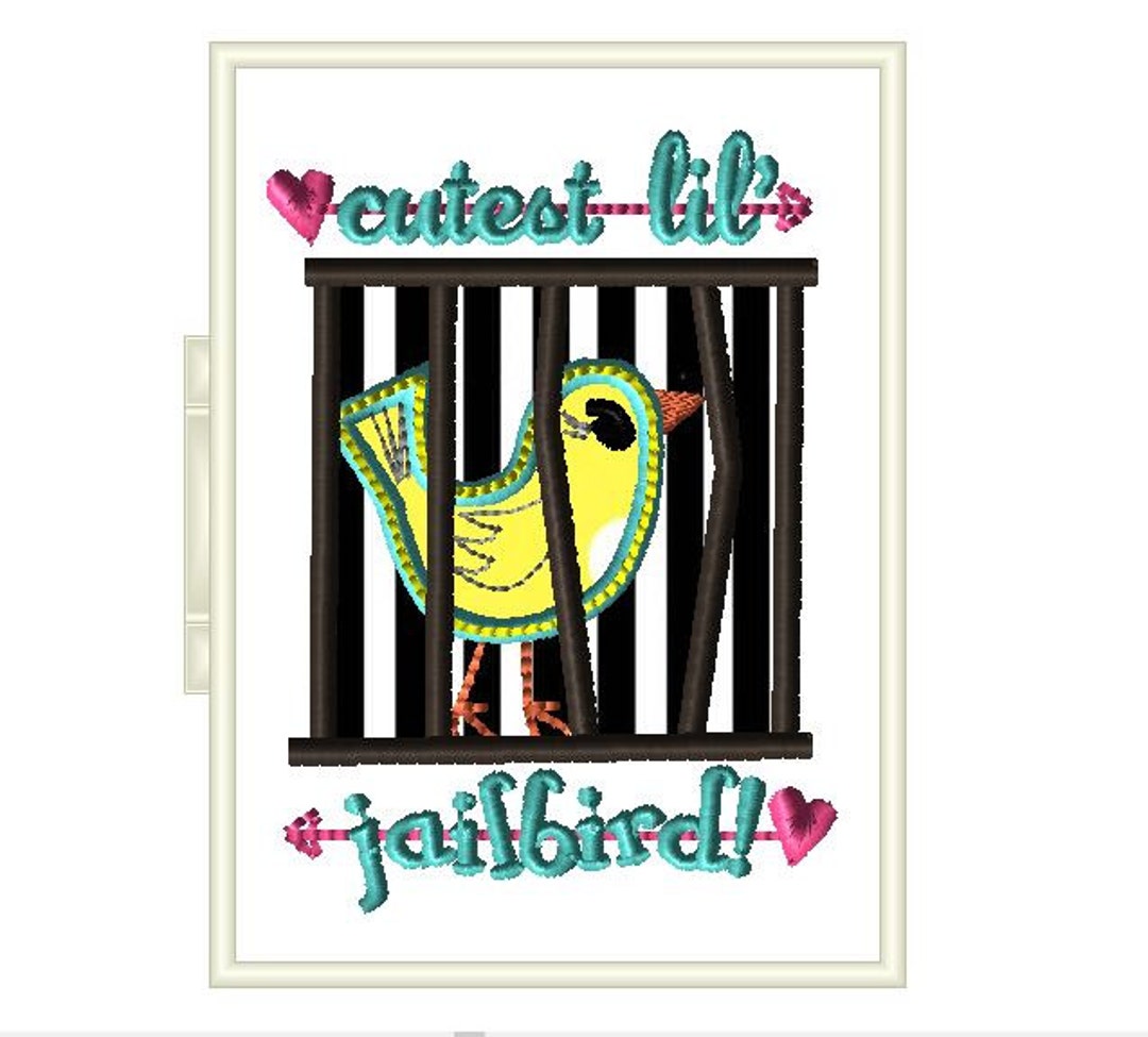 5x7 CUTEST LIL JAILBIRD Halloween Costume Embroidery Design. Applique ...