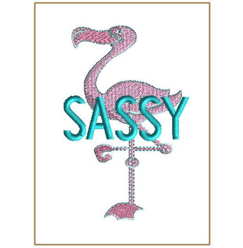 SASSY FLAMINGO 5x7 Embroidery Design in Multiple Formats, Including ...