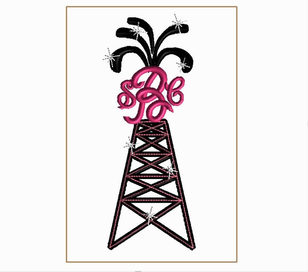 OIL RIG EMBROIDERY With Space for 2.5" Monogramming. Fits 8x12 Hoop ...