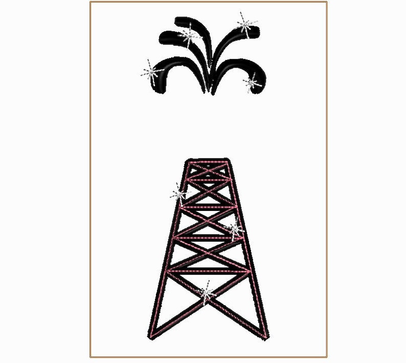 OIL RIG EMBROIDERY With Space for 2.5" Monogramming. Fits 8x12 Hoop ...