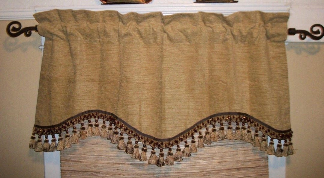 Croscill Window VALANCE Brown AMBER Beaded & Tassel Trim SCALLOP - Etsy