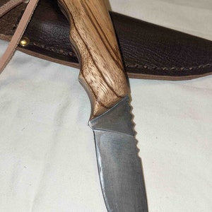 Hunting Knife - Small Skinner With Zebra Wood Handle With Hand Made ...