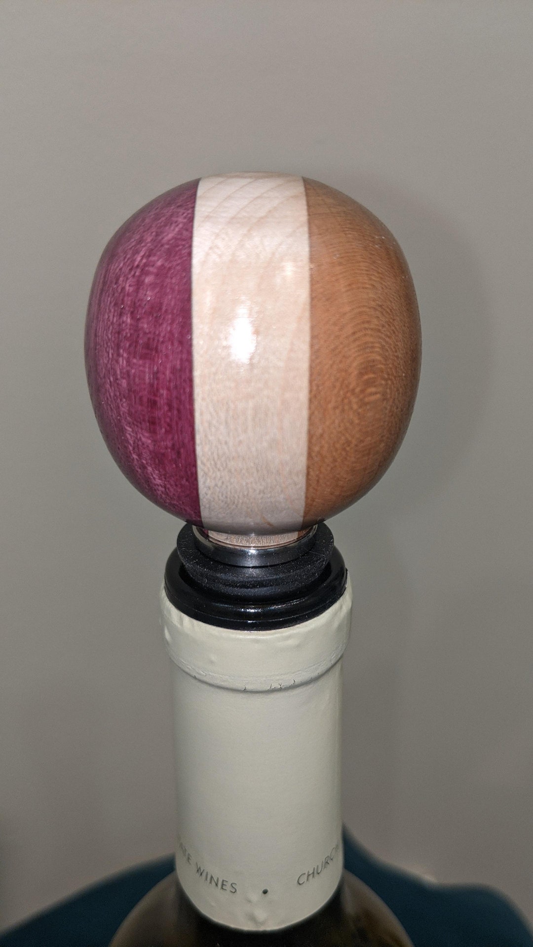 Bottle Stopper - Hand Turned Maple, Cherry and Purple Heart, Stopper ...