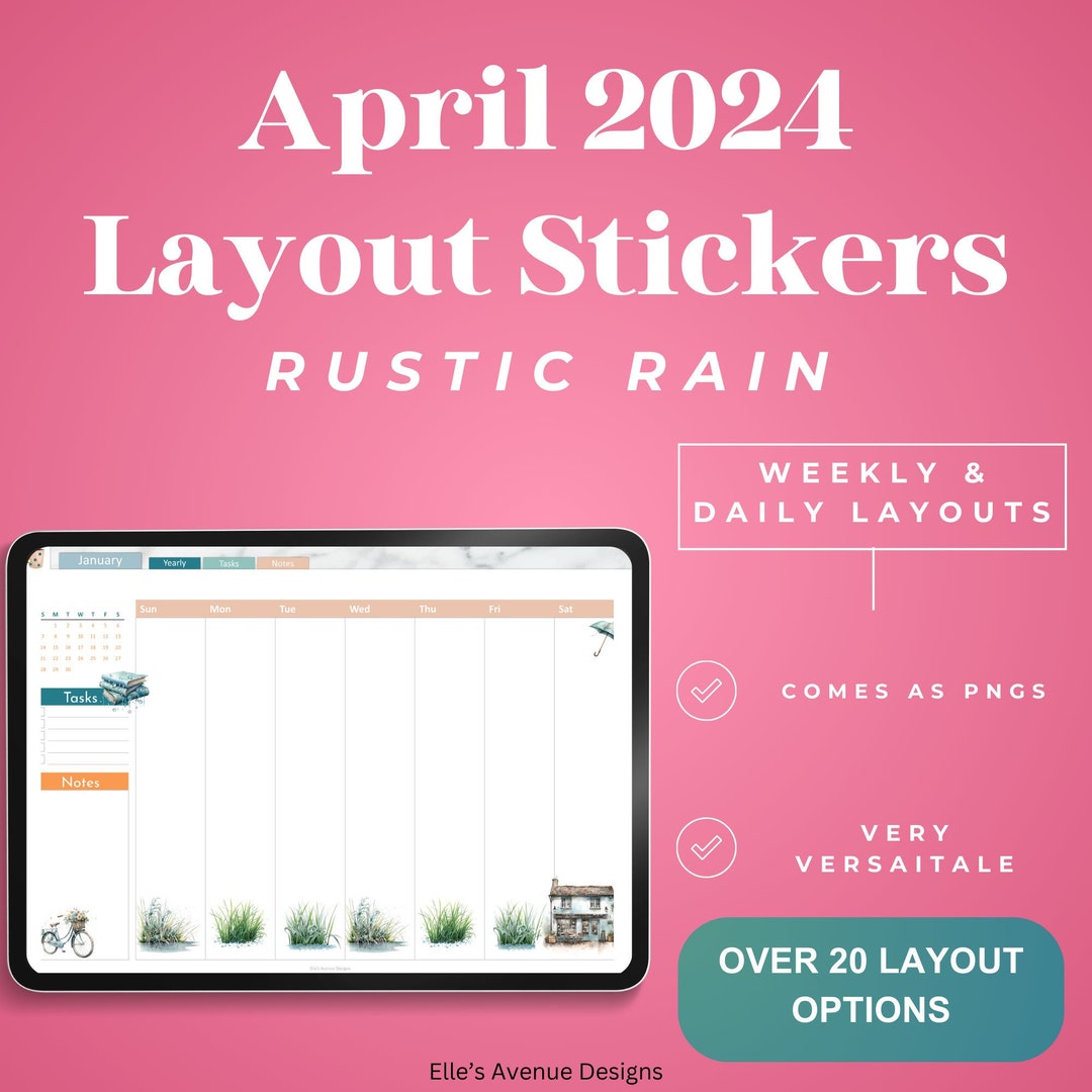 Rustic Rain Layout Stickers Digital Stickers Xodo Noteshelf - Etsy