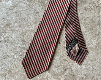 1960s BROOKS BROTHERS Navy Blue & Olive Green Regimental Striped Silk Repp Tie Untipped Ivy ...