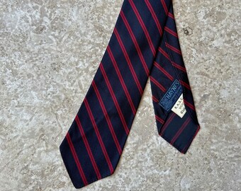1960s BROOKS BROTHERS Navy Blue & Olive Green Regimental Striped Silk Repp Tie Untipped Ivy ...