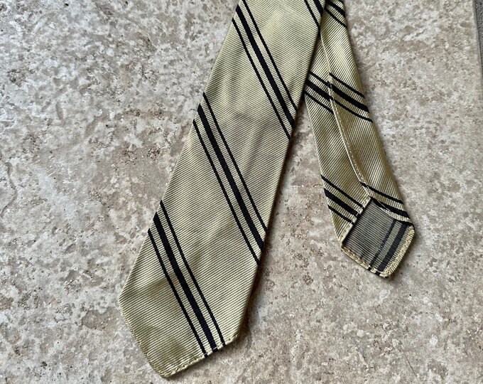 1960s Gold & Black Regimental Striped Silk Repp Tie | LIEMANDT HAGSTRUM Ivy League Trad - Etsy